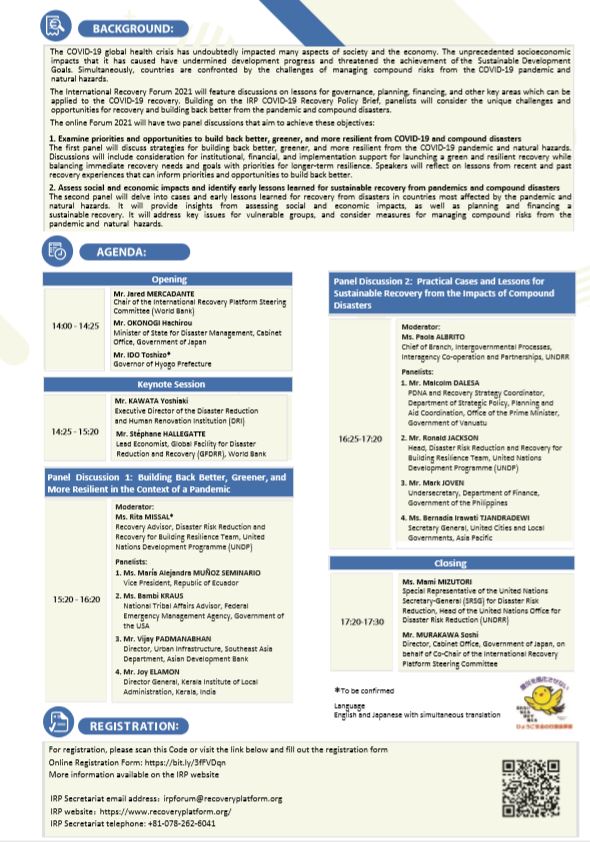 International Recovery Forum 2021 Building Back Better from Compound ...