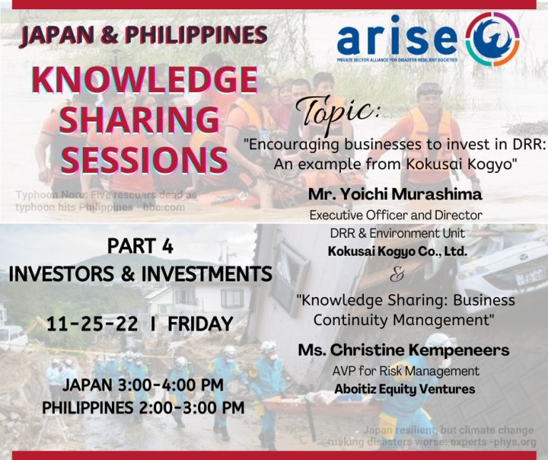 ARISE Japan-ARISE Philippines Knowledge Sharing Session #4: Investors & Investments - ARISE ...