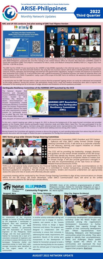 July-August-September 2022 Newsletter - ARISE - Philippines